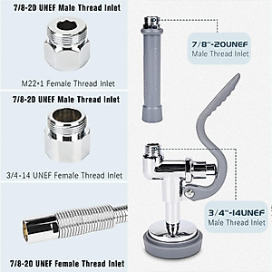 Spray Valve with 38” Commercial Sink Sprayer Hose and Pre Rinse Hose Spring, Pre Rinse Sprayer with Flexible Stainless Steel Hose & Spring Assembly for Commercial Kitchen Faucets (Grey)