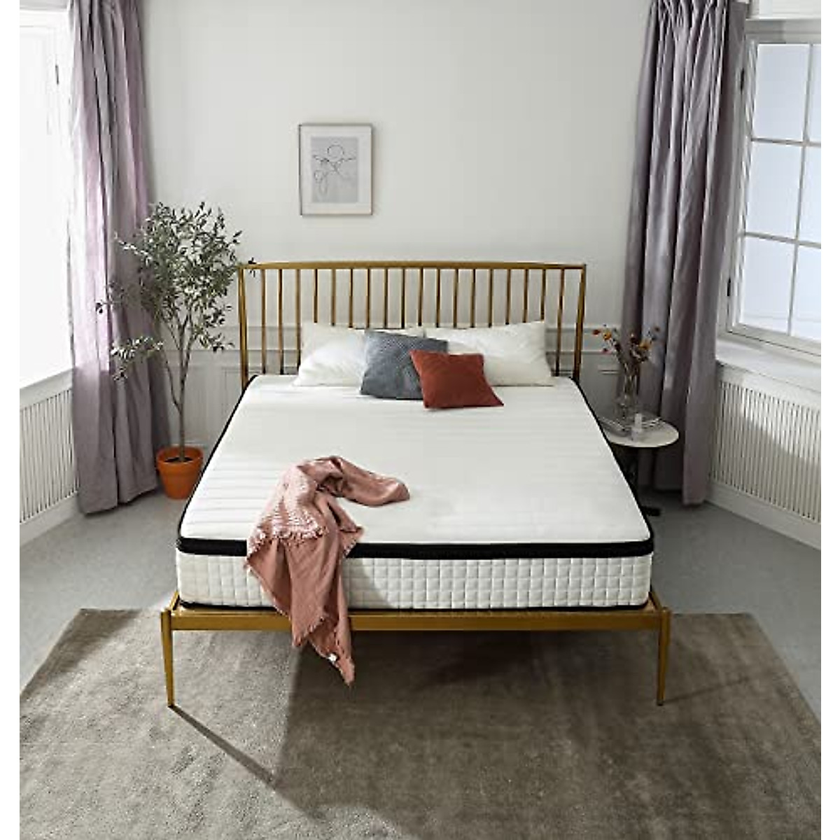 Full XL Size 12 Inch Mattress, Multilayer Hybrid Mattress, Innerspring Memory Foam Mattress in a Box, Pressure Relief & Cooler Sleeping