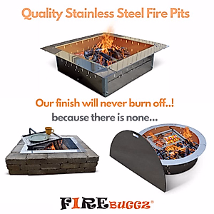 FIREBUGGZ Round Fire Pit Insert, 39" Outside Diameter x 31" Inside Diameter, Heavy Duty Stainless Steel Fire Pit Insert for Outdoors