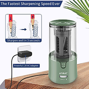 AFMAT Electric Pencil Sharpener for Colored Pencils, Auto Stop, Super Sharp & Fast, AFMAT Electric Eraser Kit,140 Eraser Refills, Rechargeable Electric Erasers for Drafting, Drawing, Crafts, Arts