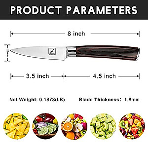 imarku Paring Knife - Paring Knives, 3.5 Inch Small Kitchen Knife - Japanese SUS440A Stainless Steel Fruit Knife, Ergonomic Pakkawood Handle, Ultra Sharp Knife