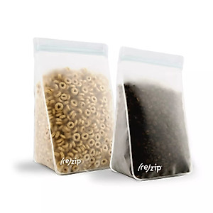 rezip 2-Piece Tall Reusable Pantry Bags | | BPA-Free, Food Grade, Leakproof, Freezer and Dishwasher Safe | (1) 6-Cup / 48-Ounce, (1) 8-Cup / 64-Ounce | Clear
