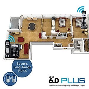 Panasonic Cordless Phone System with Answering Machine, One-Touch Call Block, Enhanced Noise Reduction, Talking Caller ID and Intercom Voice Paging - 4 Handsets - KX-TGF544B (Black)