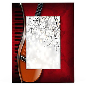 Yzrwebo Music Guitar Piano 4x6 Picture Frame Red Rose Wood Photo Frames High Transparent Horizontal and Vertical Tabletop Display or Wall Mounting for Family Home Gallery Office