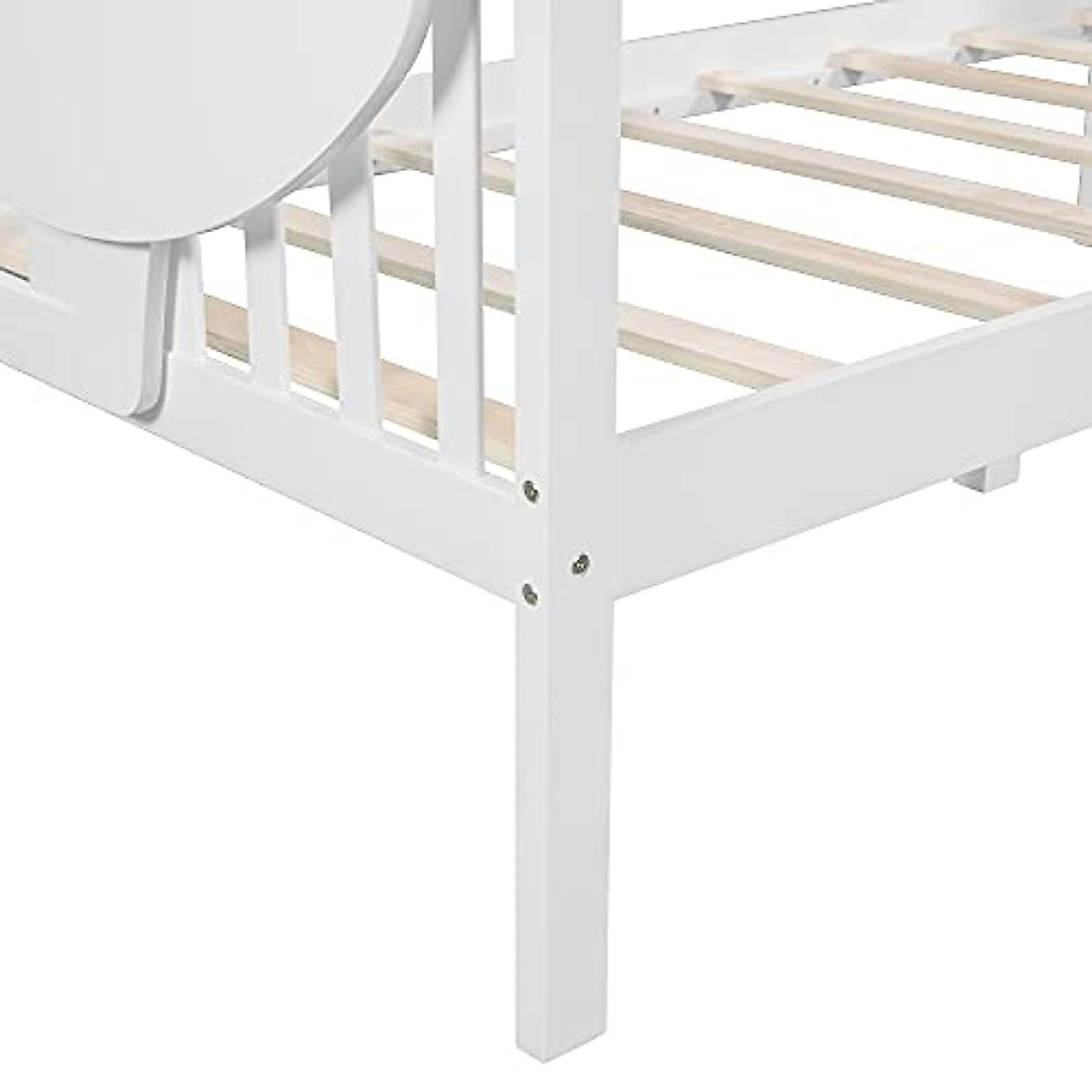 EPESTOEC Twin Size Daybed with Foldable Shelves on Both Sides,Wooden Sofa Bed for Bedroom Living Room/Apartment/Guest Room/Bedroom, White