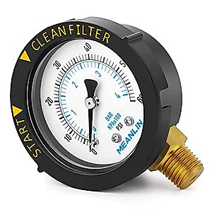 MEANLIN MEASURE 0~60Psi Plastic Frame 1/4" NPT Start and Clean Filter Pressure Gauge，Suitable for Swimming Pool, spa, Aquarium，Lower Mount