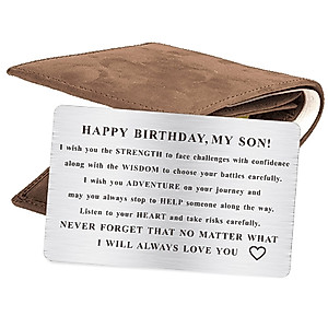 MXRSDF Son Birthday Card - Son Bday Gift - Son Engraved Wallet Card