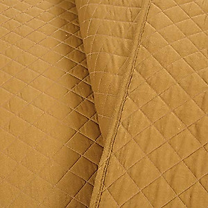 Lush Decor Ava Diamond Oversized 3 Piece Cotton Quilt Set, Mustard, King