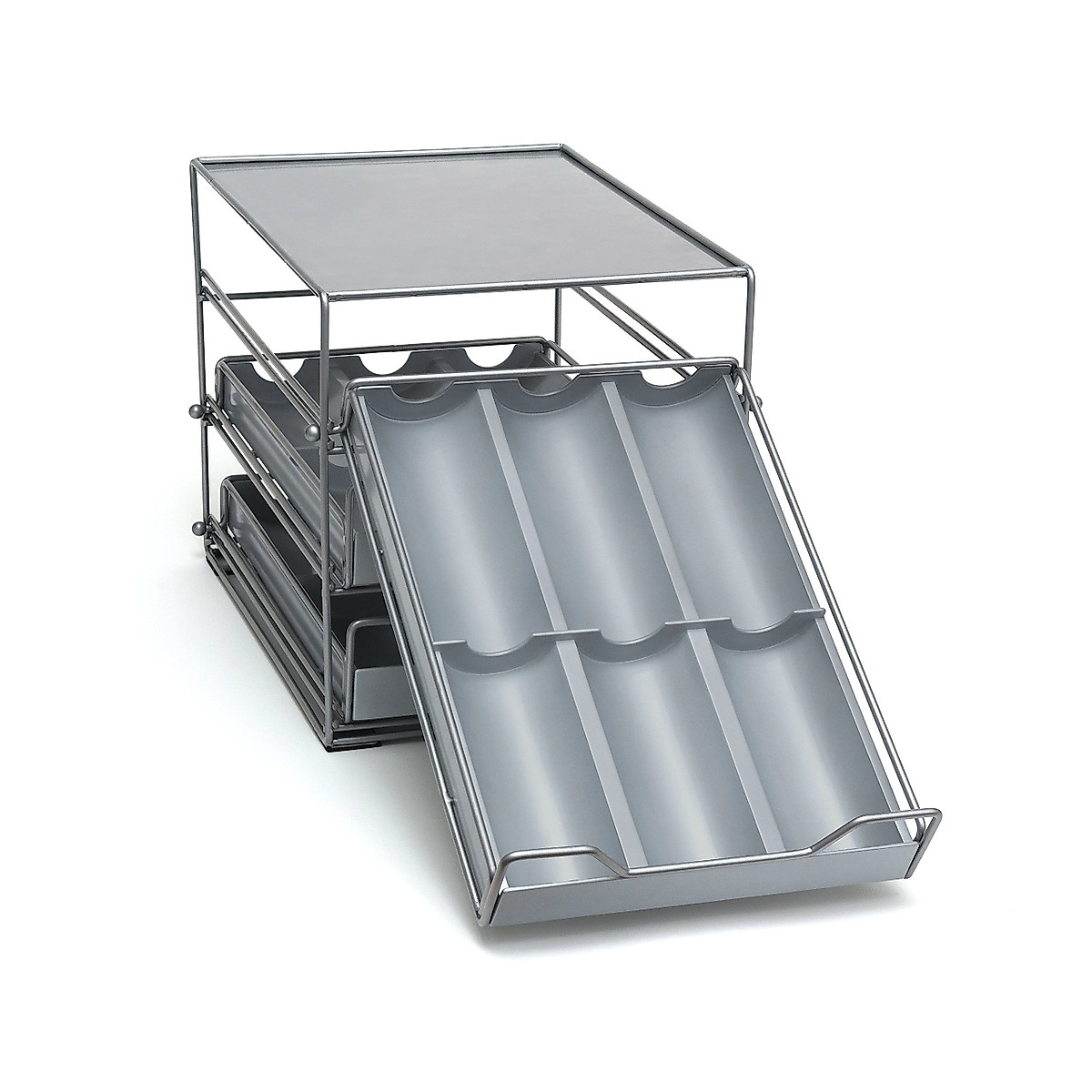 Lipper International Three-Tier Tilt Down Kitchen and Cooking Spice Drawer, Silver/Gray
