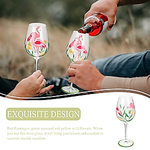Flamingo Painted Wine Glasses Hand- Painted Wine Cup Glass Drinking Cup Juice Goblets Beverage Milk Shake Glasses Cup Birthday Gift for Friends Sangria Glasses