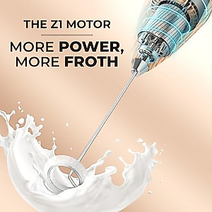 Zulay Powerful Milk Frother Handheld Foam Maker for Lattes - Whisk Drink Mixer for Coffee, Mini Foamer for Cappuccino, Frappe, Matcha, Hot Chocolate by Milk Boss (Cotton Candy)