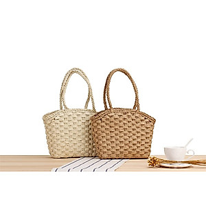 Straw Beach Bag for Women Summer Woven Tote Bag Rattan Hobo Bohemian Vacation Bags Waterproof Sandproof (beige)