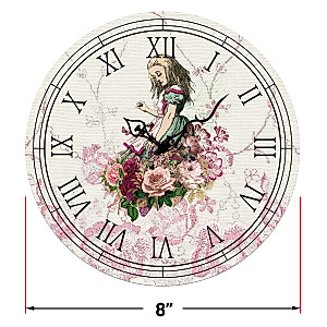 Alice and Wonderland Party Supplies 8 Pcs Cardboard Clocks for Mad Hatter Tea Party Decoration Diameter 8 inch Baby Shower Birthday Party Favors Not Real Clock