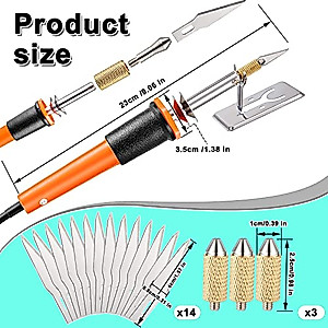 19 Pieces Electric Hot Knife Cutter Tool, Multipurpose Hot Knife Stencil Cutter with Metal Stand, 14 Pieces Blades, 3 Pieces Chuck Sleeves for Cutting Carving Soft Thin Foam Making Stencils