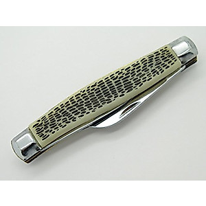 Artist Unknown Vintage Old Stock 1980s Made In China Snake Skin Stockman Folding Pocket Whittler Knife