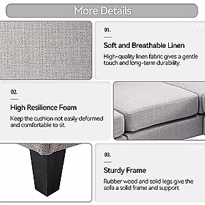 Olela U Shaped Modular Sectional Sofa for Living Room, Oversized Deep Seat Sofa Modern Linen Upholstered Sectional Couch with Chaise Lounge and Comfy Backrest (Light Gray)