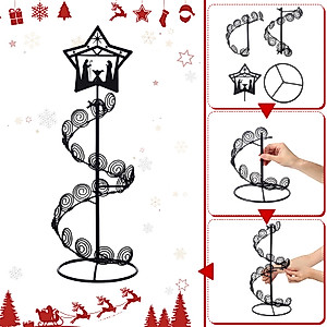 Cinnvoice 19.6" H Christmas Tree Card Holder Tabletop Display Nativity Decorative Black Metal Spiral Tree Gift Card Photo Holder Xmas Picture Holder Stand for Christmas Party Table Decor