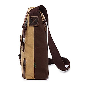 TSD Brand Hidden Woods Canvas Crossbody Bag w/Flap (Brown)