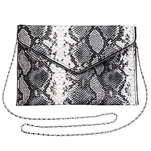 JunLing Clutch Purse for Women, Quilted Clutch, Adjustable Chain Quilted Crossbody… (Black Serpentine)