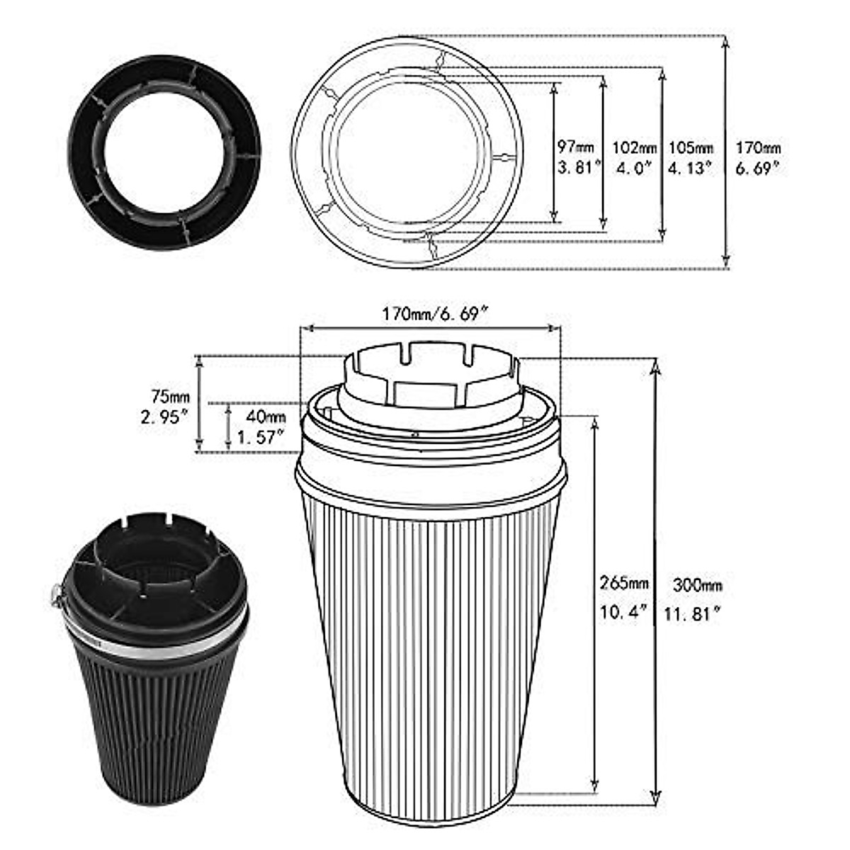 SUPERFASTRACING 4" Cold Air Intake System + Heat Shield Replacement for 1999-2006 GMC/Chevy V8 4.8L/5.3L/6.0L Silverado 1500/2500/3500 (Black)