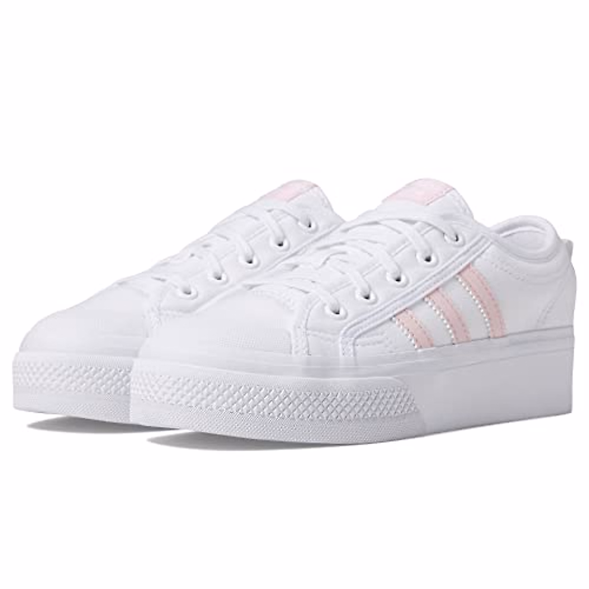 adidas Originals Girl's Nizza Platform (Little Kid) White/Clear Pink/White 2.5 Little Kid M