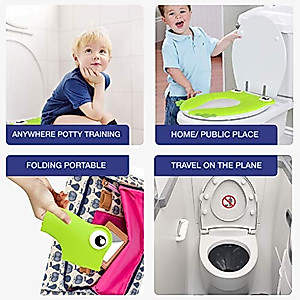 Portable Folding Large Non Slip Silionce Pads Potty Training Seat for Kids Boys & Girls, Foldable Toddlers Toilet Seat, Recyclable Potty Seat Cover for Travel