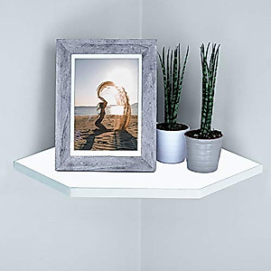 RANK Floating Corner Shelves Wall Mounted Display Organizer Storage Shelf Set of 2 for Bathroom, Bedroom, Living Room, Kitchen, Office and More (White)
