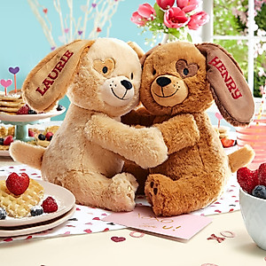 Let's Make Memories Personalized Hugging Plush Puppies - Valentines Day - for Couples - for Him - for Her - Amor - Te Amo - Puppy Love - Dog Stuffed Animal