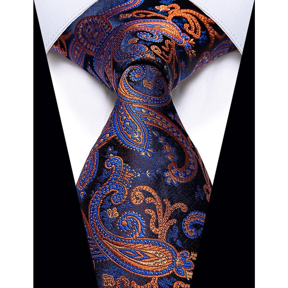 YourTies Rust Paisley Ties for Men Jacquard Woven Silk Necktie 3.15'' Formal Burnt Orange Tie for Wedding Business Party