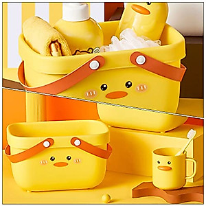 Zerodeko Shower Caddy Basket Tote Portable Storage Organizer Cartoon Duck Bathroom Toiletry Basket with Handles for Shampoo Soap Cosmetics Beauty Product