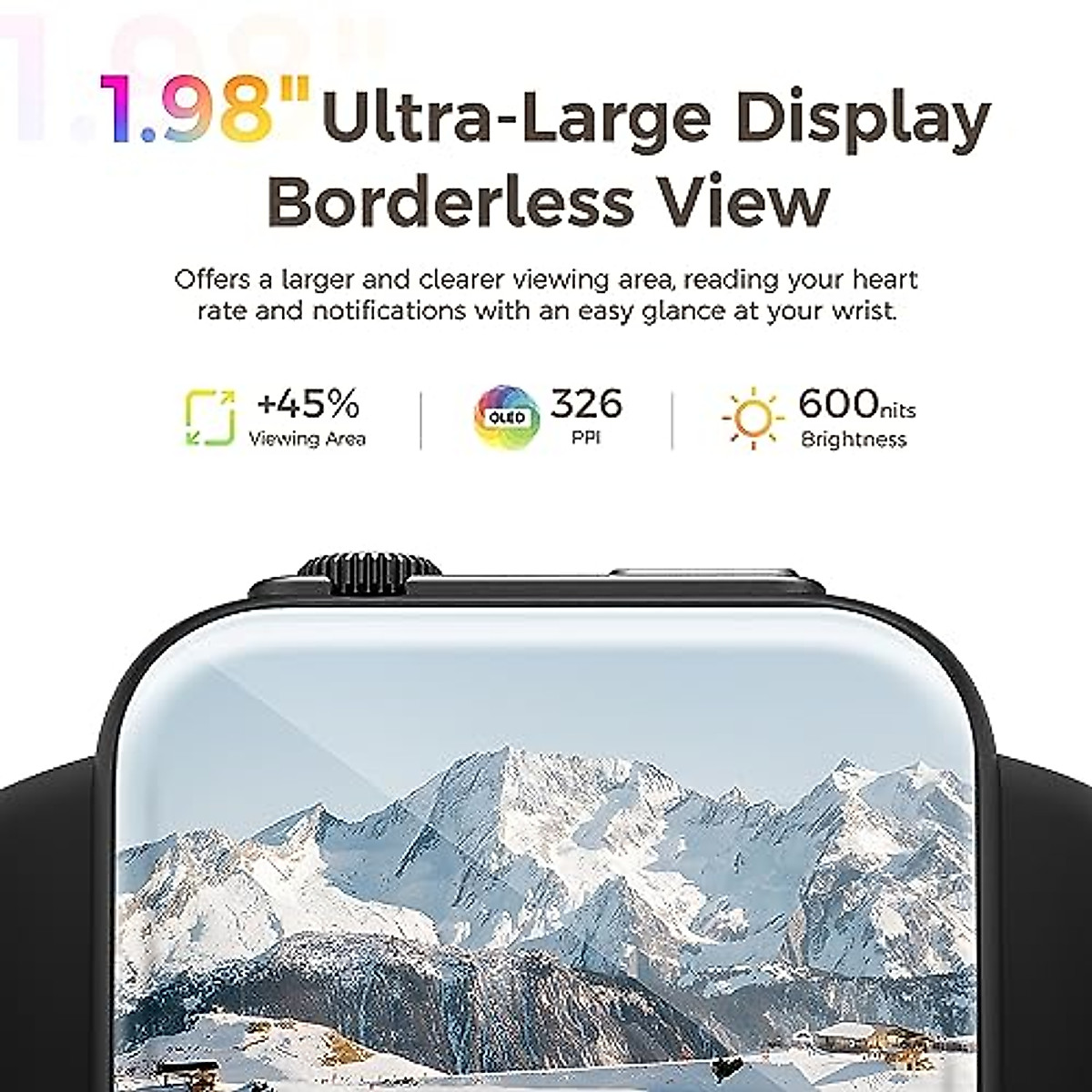 1.98" Smart Watch for Android iPhone, 100+ Sports Modes, Health, Sleep and Fitness Tracker, Step Calorie Counter, Water Resistant Fitness Watch, Smartwatches for Men Women, 2 Bands Included (Black)