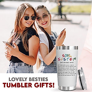 TEEZWONDER Soul Sister Gifts for Women - Stainless Steel Insulated Coffee Tumbler With Lid 20 Oz - Birthday Mothers Day Gifts for Friendship Women Friend BFF Female Work Bestie Coworkers