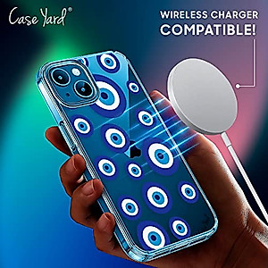 CaseYard Clear Soft & Flexible TPU Case for iPhone-13-Mini Ultra Low Profile Slim Fit Thin Shockproof Transparent Protective Cover Drop Protective Case Evil Eye Pattern