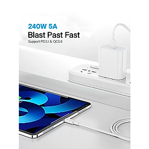 Somzu USB C Cable for iPad 10th (240W 5A), (3.3ft 2Pack) USB C Charger Cable USBC to USBC Cable Type C Fast Charging for iPad Pro 12.9inch, iPad Pro 11inch, iPad Air 5th/4th, iPad Mini 6th (White)