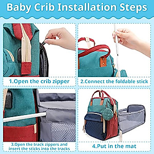 PHEENOWL Diaper Bag Backpack, Waterproof Portable Travel Backpack Tissue Pocket Changing Pad Newborn Baby Essential Baby Bags (Multicolor)