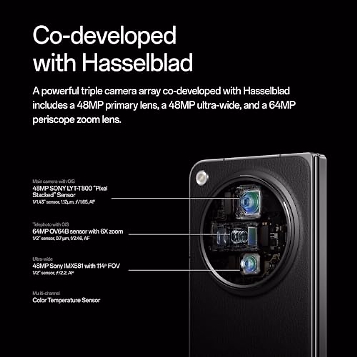 OnePlus Open, 16GB RAM+512GB, Dual-SIM, Voyager Black, US Factory Unlocked Android Smartphone, 4805 mAh Battery, 67W Fast Charging, Hasselblad Camera, 120Hz Fluid Display