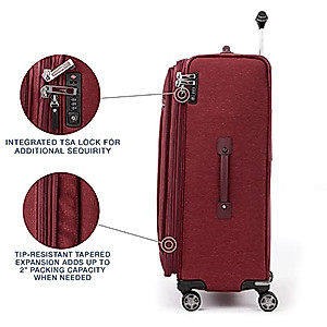 Travelpro Platinum Elite Softside Expandable Checked Luggage, 8 Wheel Spinner Large Suitcase, TSA Lock, Men and Women, Bordeaux Red, Checked Large 29-Inch