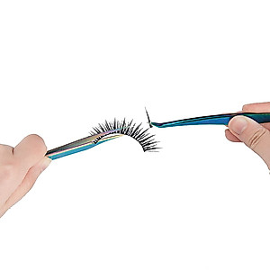 Generl Rainbow Tweezers Set for Eyelash Extensions Straight and Curved Stainless Steel Precision Tweezer for Lash Nail Art Ingrown Hair Craft Work 5 Pcs, 5 inches