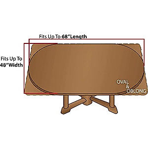 Spring Leaf Oval Fitted Tablecloths, Oval Elastic Edged Leaves Tablecloth Polyester Fitted Table Cover Wrinkle Resistant Decor Table Cloth Indoor Family Banquet and Outdoor Patio Use(68" X 48" )