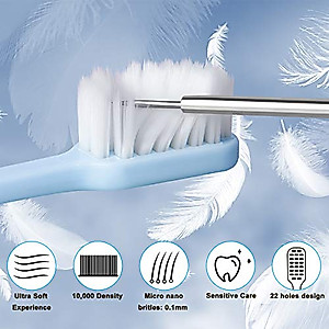 SUREE Extra Soft Toothbrush for Sensitive Teeth, Upgraded 10000 Bristles Nano Toothbrush, Ultra Soft Toothbrushes for Adults & Elders, Portable Manual Toothbrush with Individual Travel Case (4 Count)