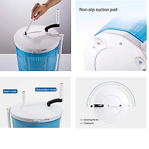 LPGY Portable Hand Cranked Manual Clothes Non-Electric Washing Machine and Spin Dryer, Counter Top Washer,Clean, Rinse & Spin, Apartments, or Student Dorm Room,Blue