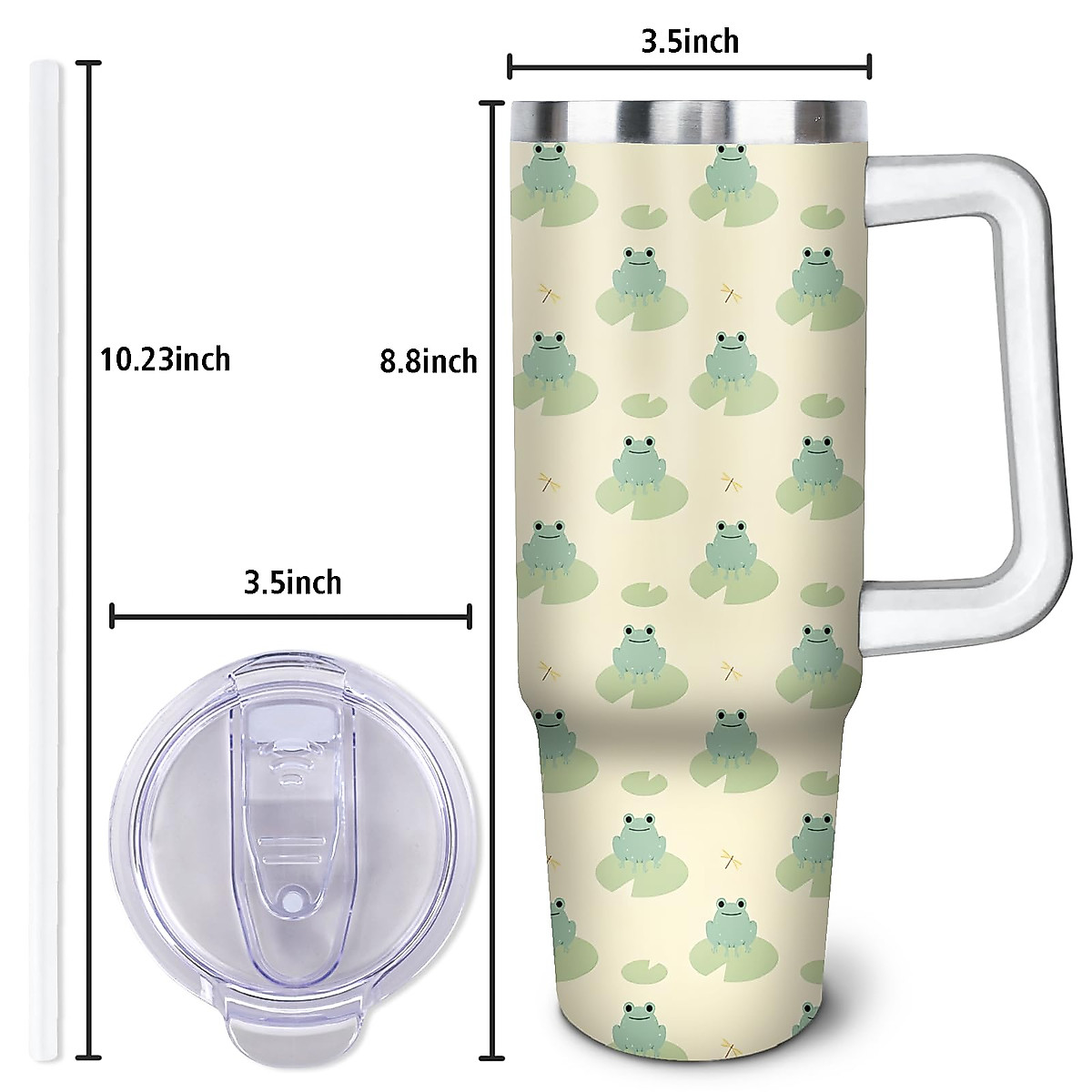 puhnhsv 30 oz Frog Tumbler with Handle and Straw, 30oz Insulated Stainless Frog Tumbler Coffee Travel Mugs Cup Water Bottle Frog Lovers Gifts for Women Girls