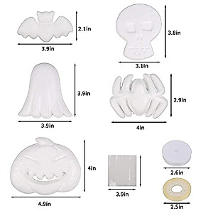 KIMOBER 30pcs Halloween Foam Decoration Kit,White Polystyrene Strofoam Hanging Ornament Set for Halloween Party Favors