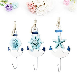 Cabilock 3pcs Mediterranean Ocean Style Wall Hook Coat Hook Clothes Hooks Hanger Wall Hanging Hooks for Home