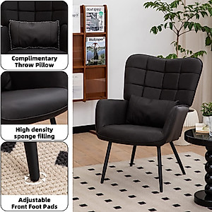 MFFM Leather Armchair, Modern Accent Chair High Back, Living Room Chairs with Metal Legs and Soft Padded, Sofa Chairs for Home Office,Bedroom,Dining Room