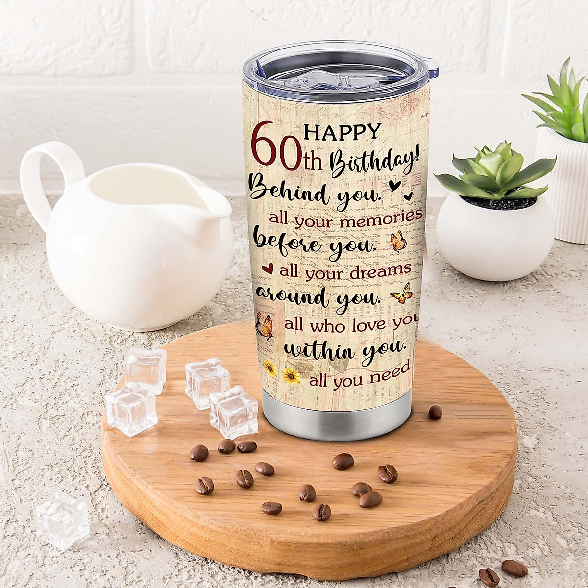 RipGlim 60th Birthday Gifts for Women, Tumbler Gifts for 60 Year Old Women, 60th Birthday Gifts Ideas Cup, 60th Birthday Decorations Women, Happy 60th Birthday Gifts Mug-20oz