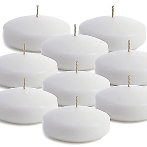 CandleNScent Unscented Floating Candles | Large 3 Inch - Fits in 3 Inch Vase and Above | White| Floats On Water | Pack of 12