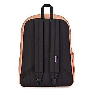 JanSport Superbreak Plus Backpack - Work, Travel, or Laptop Bookbag with Water Bottle Pocket, Peach Neon
