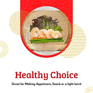 Cathay Fresh Spring Roll Rice Paper Wrappers, Rice Paper Wrappers for Fresh Rolls-30 Sheets, Non-GMO, Gluten-Free, Low Carb, Vietnamese Summer Wrap with Natural Ingredients, Veggie Wrap (Round, 22cm)