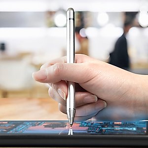 BoxWave Stylus Pen Compatible with Dell Latitude 7320 2-in-1 - AccuPoint Active Stylus, Electronic Stylus with Ultra Fine Tip for Dell Latitude 7320 2-in-1 - Metallic Silver